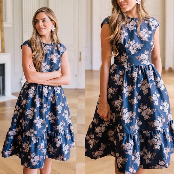 Gal Meets Glam | Dresses | Gal Meets Glam Jenny Wallpaper Rose Navy ...